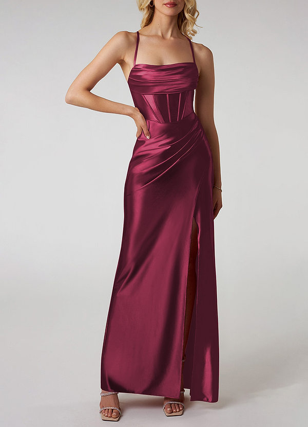 Merlot Merlot Sweetheart Corseted Satin Maxi Dress Dresses | Azazie