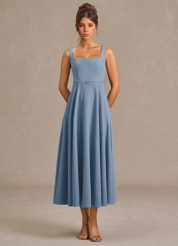 Zosia Powder Blue Midi Dress | Azazie