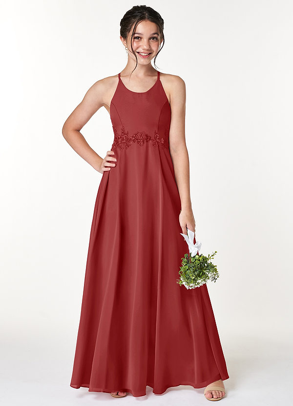 Rust Azazie Rossi JBD Junior Bridesmaid Dresses | Azazie