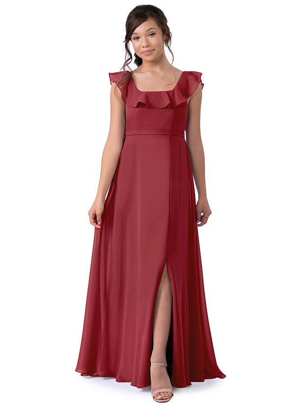 Pomegranate Azazie Jinny JBD Junior Bridesmaid Dresses | Azazie