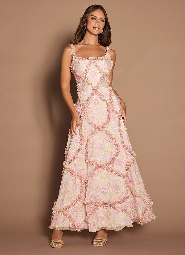 Hana Pink Chartreuse Maxi Dress | Azazie UK