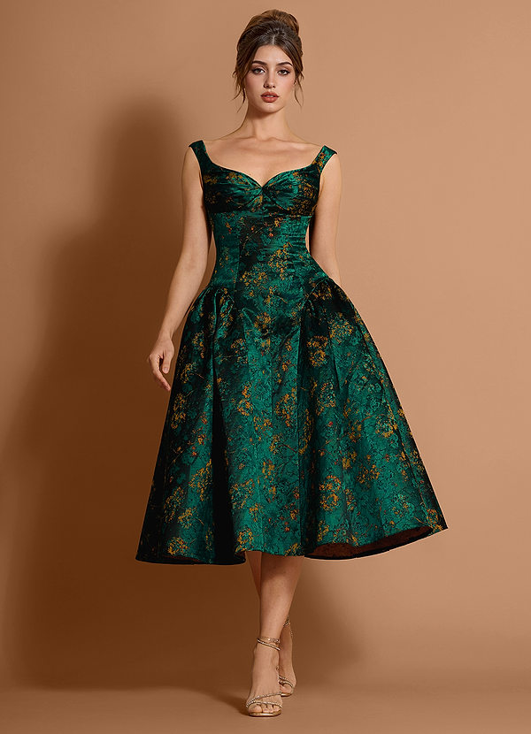 Bellatrix Deep Green Midi Dress | Azazie AU