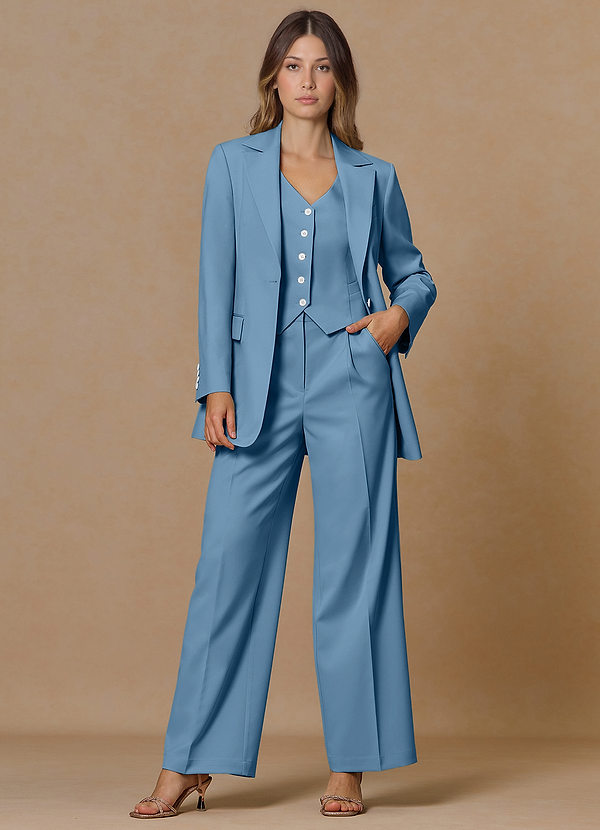 Rowan Steel Blue Refined Weave Performance 3-Piece Suit | Azazie