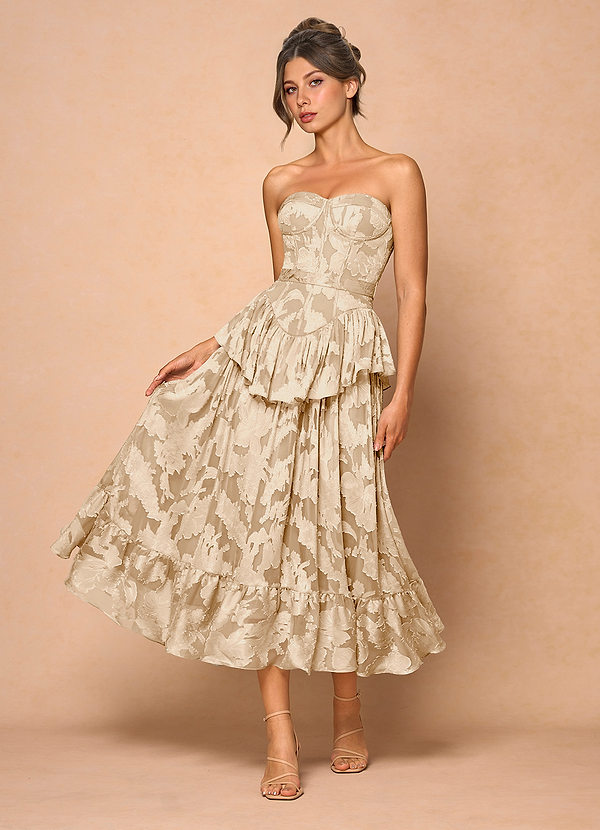 Emery Cream Midi Dress | Azazie
