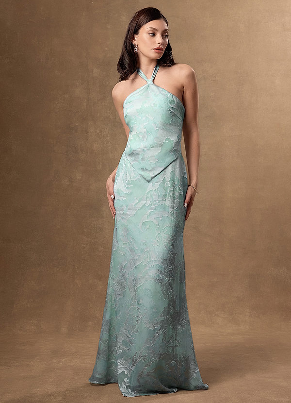 Robe Longue Bleu Vert Daniella | Azazie