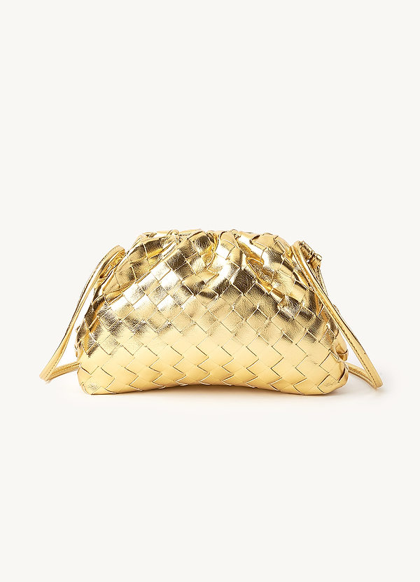 Gold Metallic Woven Shoulder Bag | Azazie