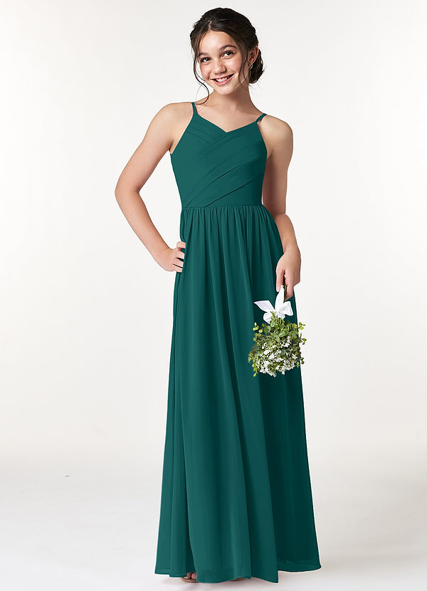 Peacock Azazie Cora JBD Junior Bridesmaid Dresses | Azazie