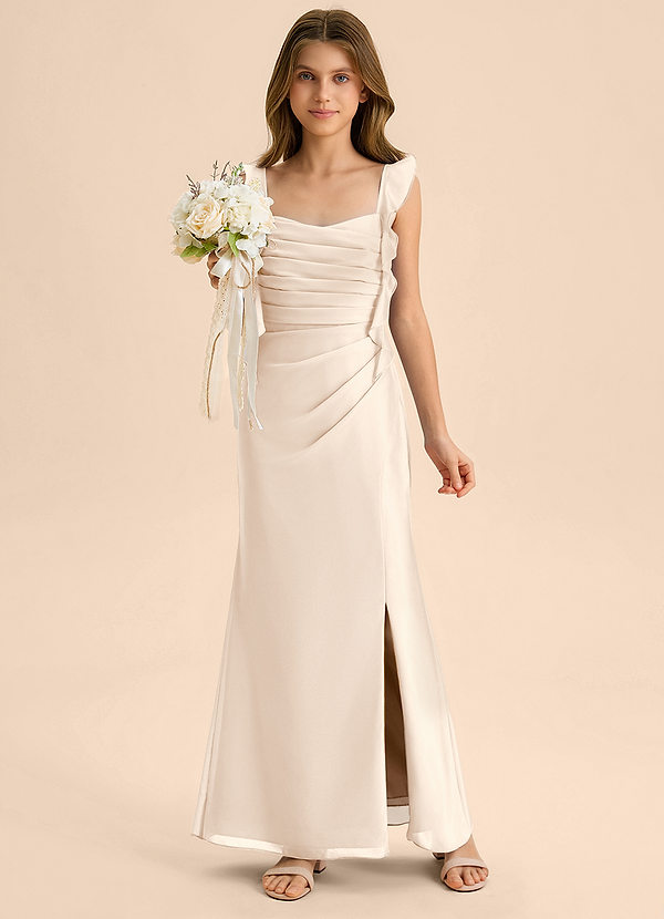 Azazie Jessamine Junior Bridesmaid Dress in White Alabaster | Azazie