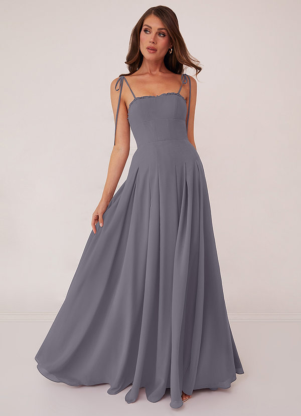 Shadow Box Pleated Chiffon A-Line Dress Bridesmaid Dresses | Azazie