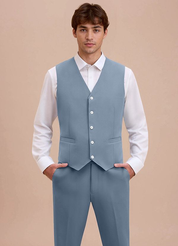 Ethan Dusty Blue Refined Weave Performance Suit Vest | Classic Short ...