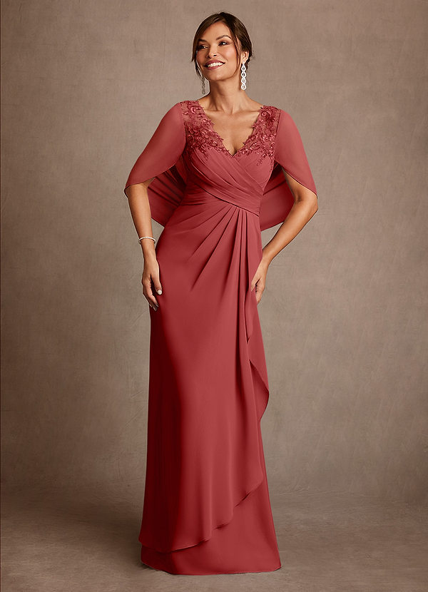 Azazie Santa Clara Rust A-Line Lace Dress | Azazie