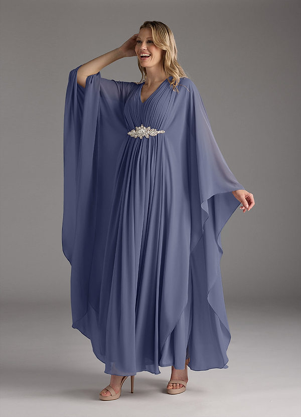 Azazie Drew Stormy A-Line Pleated Chiffon Dress | Azazie