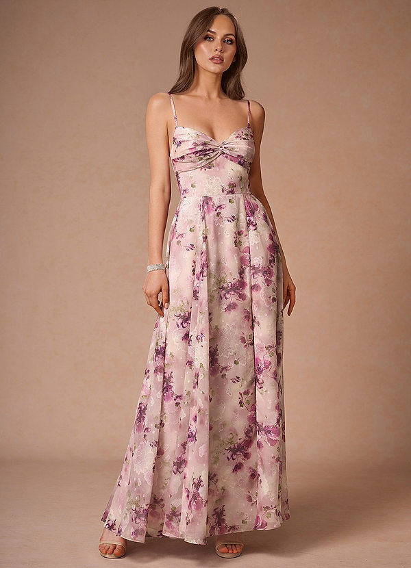 Amorelle Mauve Floral Maxi Dress | Azazie CA