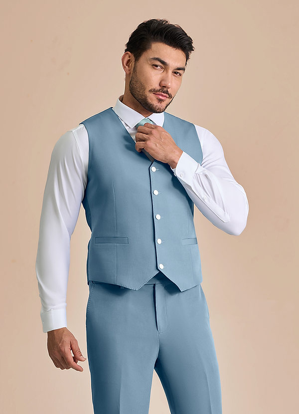 James Light Blue Structured Stretch Suit Vest | Classic Short Suit ...