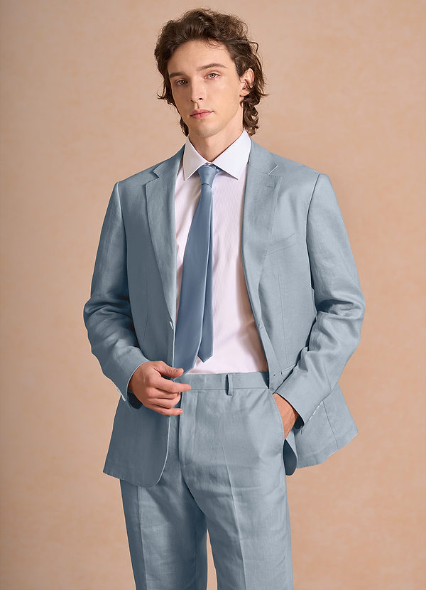 Harrison Dusty Blue 100% Linen Suit Jacket | Slim Regular Suit Jackets ...