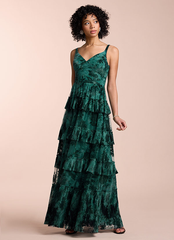 Cammy Teal Ruffle Maxi Dress | Azazie