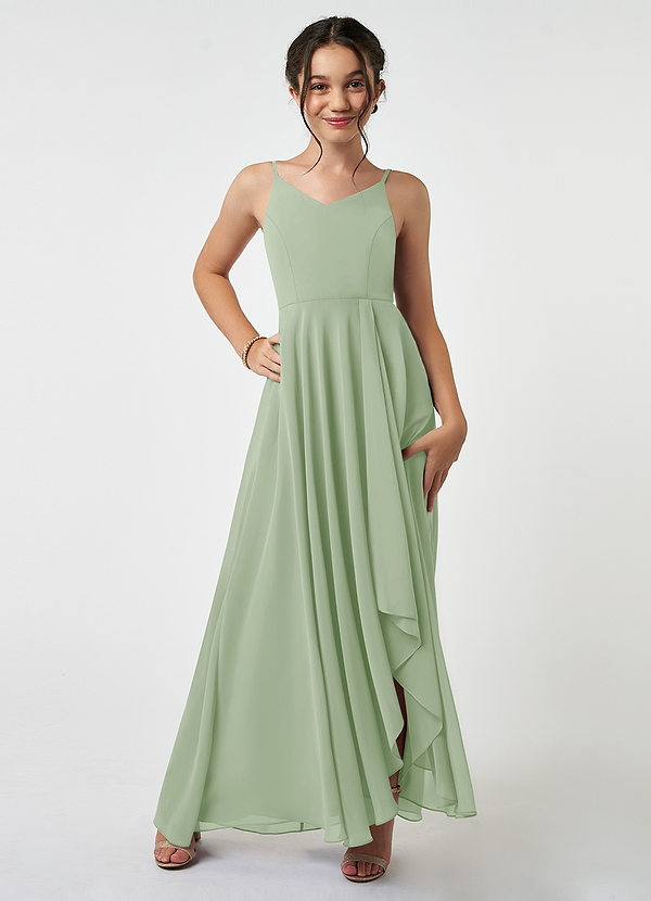 Dusty Sage Azazie Collette Junior Junior Bridesmaid Dresses | Azazie