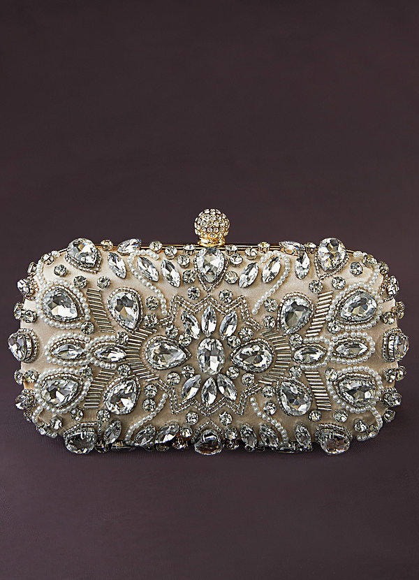 Apricot Apricot Crystal Embellished Ornate Clutch Bag Bags | Azazie