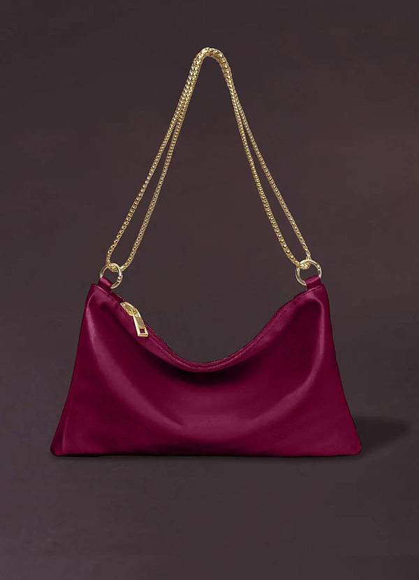 Wine Red Metallic Chain Underarm Bag | Azazie AU