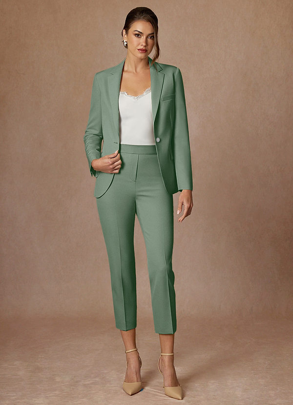 Kennedy Matcha Structured Stretch Pants Suit | Azazie