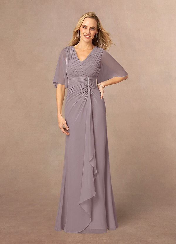 Azazie Carson Dusk A-Line V-Neck Lace Chiffon Dress | Azazie CA