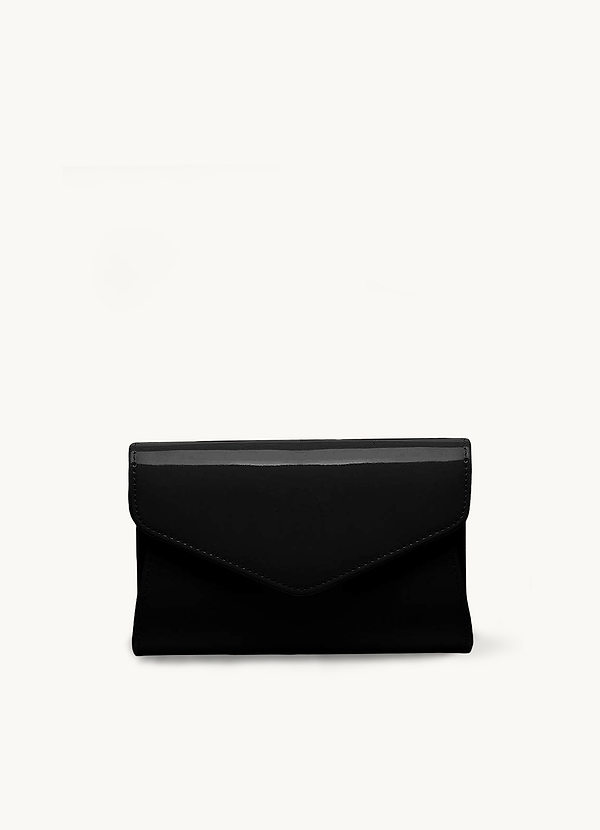 Black Brief Patent Leather Envelope Bag | Azazie CA
