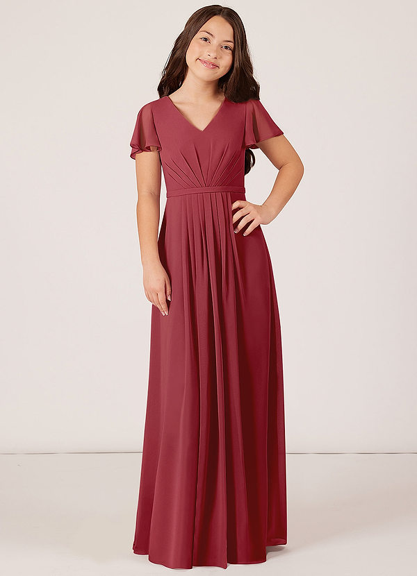 Pomegranate Azazie Peony JBD Junior Bridesmaid Dresses | Azazie