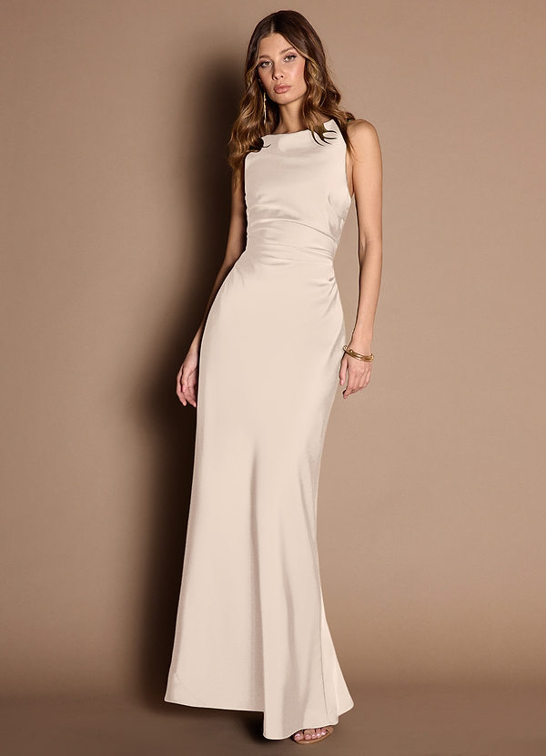 Vestido Crema Largo Evadne Vestidos de taller | Azazie ES