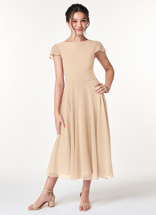 Sand Azazie Payton JBD Junior Bridesmaid Dresses | Azazie