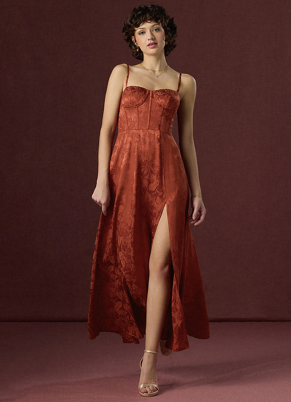 Melinda Rust Maxi Dress | Azazie UK