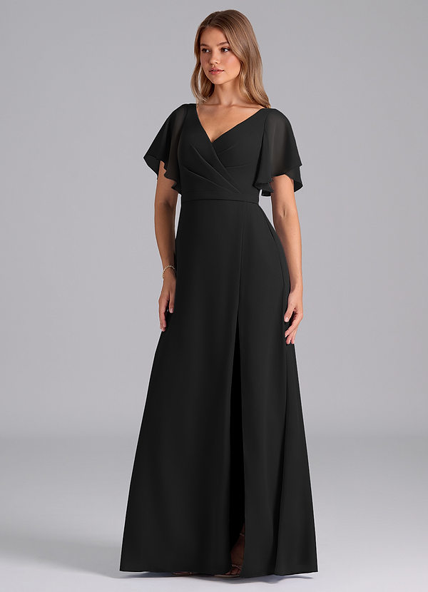 Azazie Ambrosia Black Chiffon Bridesmaid Dresses | Azazie