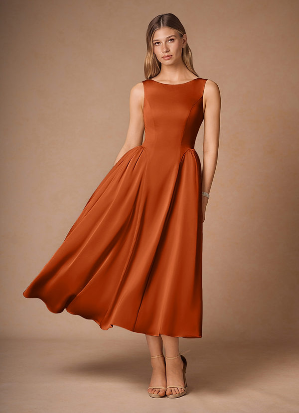 Casey Rust Midi Dress | Azazie UK