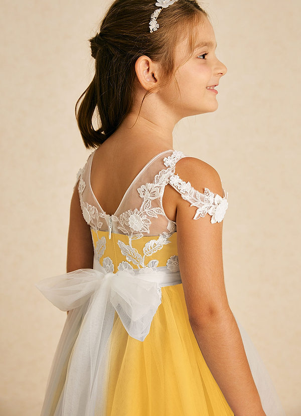Azazie Sunnie Marigold A-Line Lace Tulle Dress | Azazie CA
