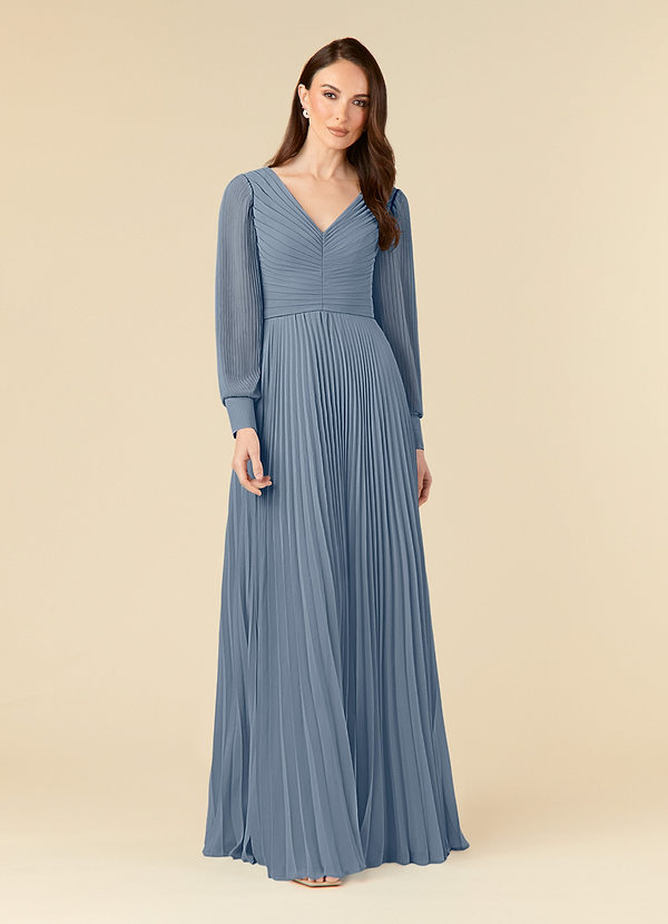Azazie Zina Twilight A-Line Pleated Chiffon Dress | Azazie