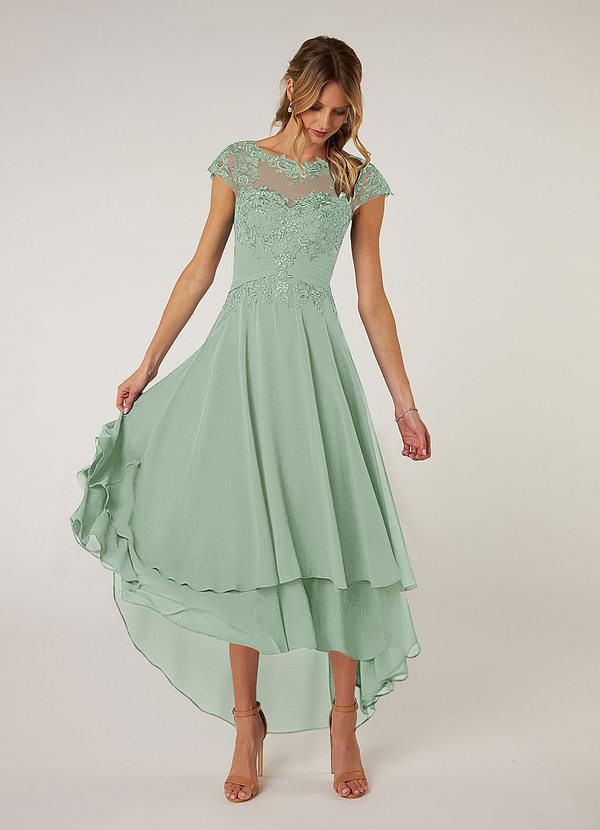 Azazie Shonda Agave Lace Chiffon Dress | Azazie