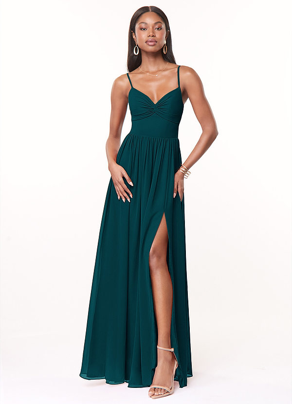 Azazie Zeya Pine Chiffon Bridesmaid Dresses | Azazie CA