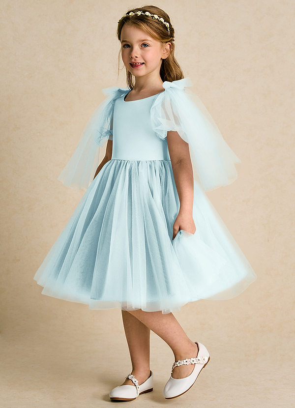Azazie Duchess Sea Glass A-Line with Sleeves Tulle Dress | Azazie