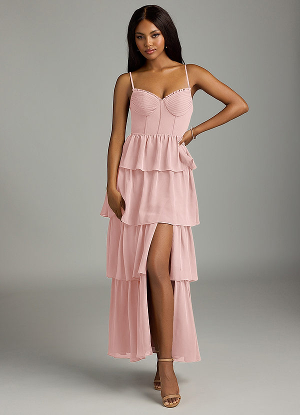 Azazie Kaiden Poederroze Chiffon Bruidsmeisjesjurken | Azazie