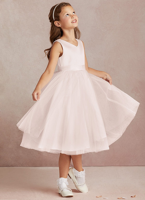 Azazie Marlee Rose Petal A-Line Pleated Matte Satin Dress | Azazie CA