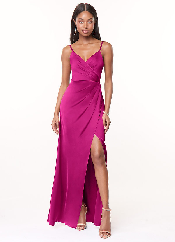 Azazie Maci Stretch Satin Dress Fuchsia Bridesmaid Dresses | Azazie