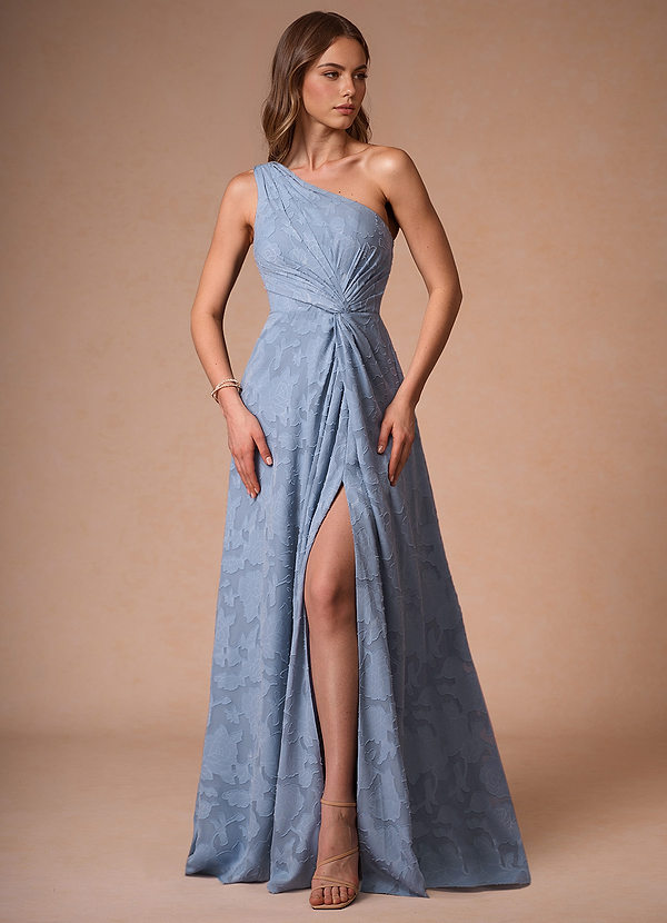 Hermosa Powder Blue One Shoulder Maxi Dress | Azazie