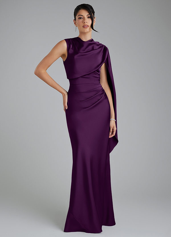 Azazie Taj Grape Stretch Satin Bridesmaid Dresses | Azazie