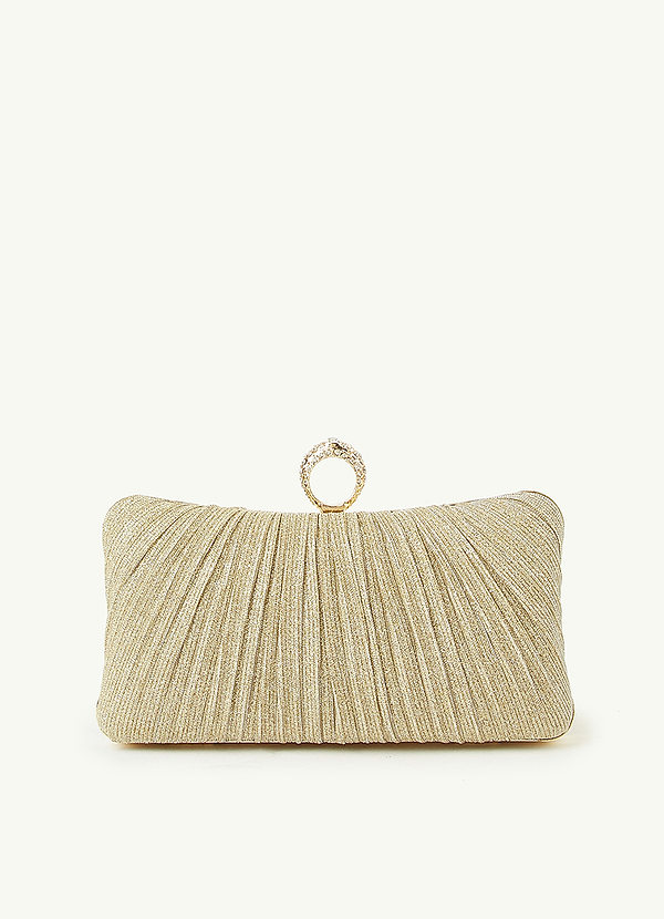 Gold Ruched Sparkling Clutch Bag | Azazie CA