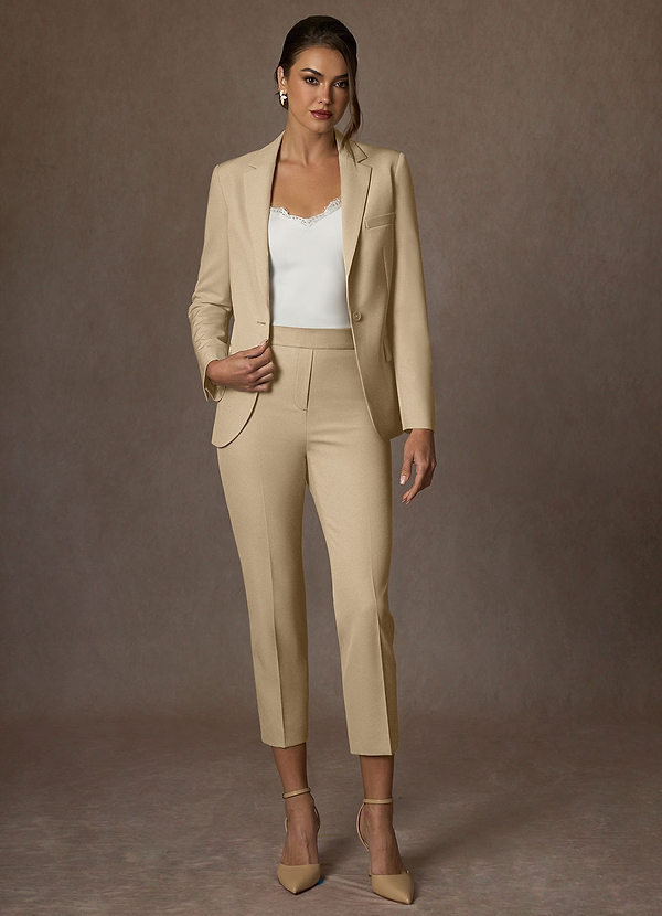 Kennedy Champagne Structured Stretch Pants Suit Women's Suits | Azazie AU