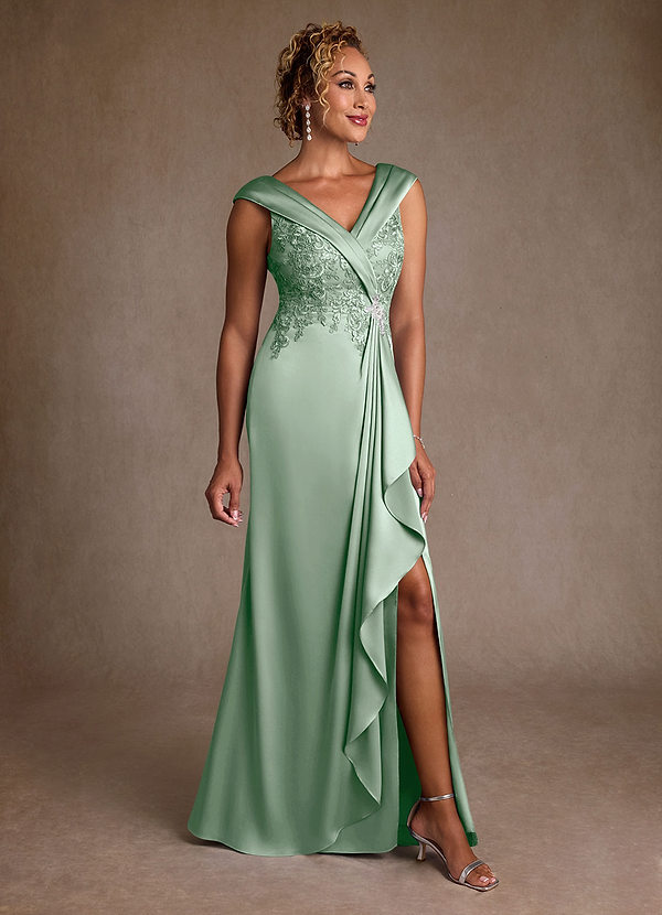 Azazie Santa Monica Agave A-Line Lace Dress | Azazie CA