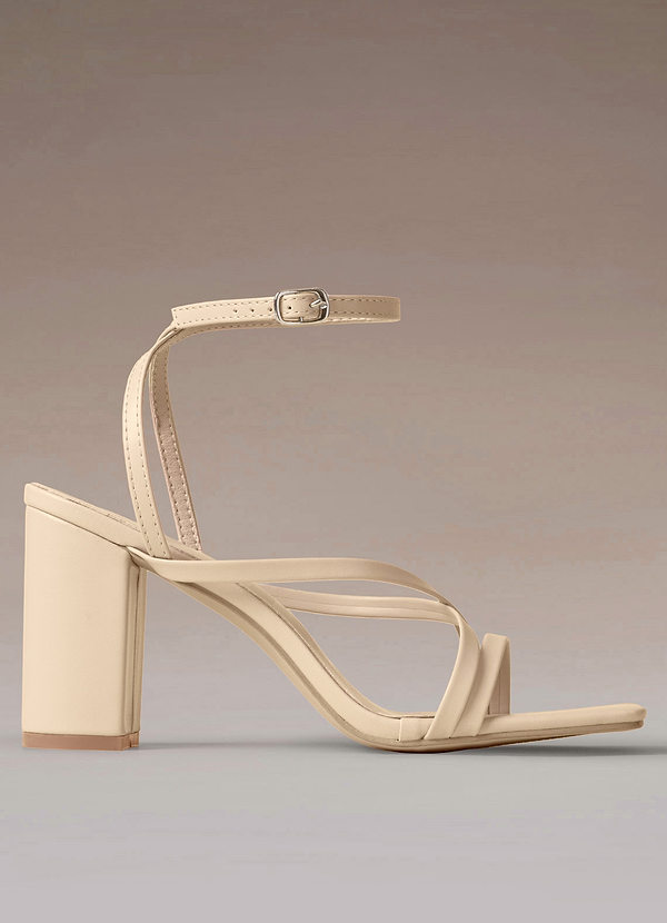 Nude Nude Cross Ankle Strap Heels Shoes | Azazie
