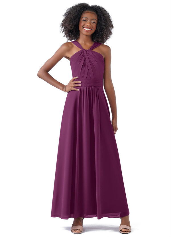 Raspberry Azazie Dora Junior Bridesmaid Dresses | Azazie