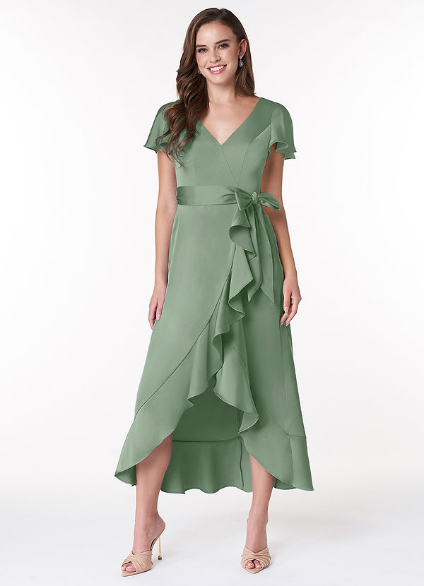 Matcha Azazie Lexis Stretch Satin Dress Bridesmaid Dresses | Azazie