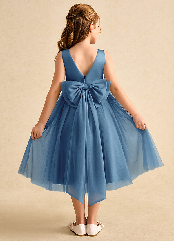 Azazie Winnie Steel Blue Ball-Gown Bow Tulle Dress | Azazie