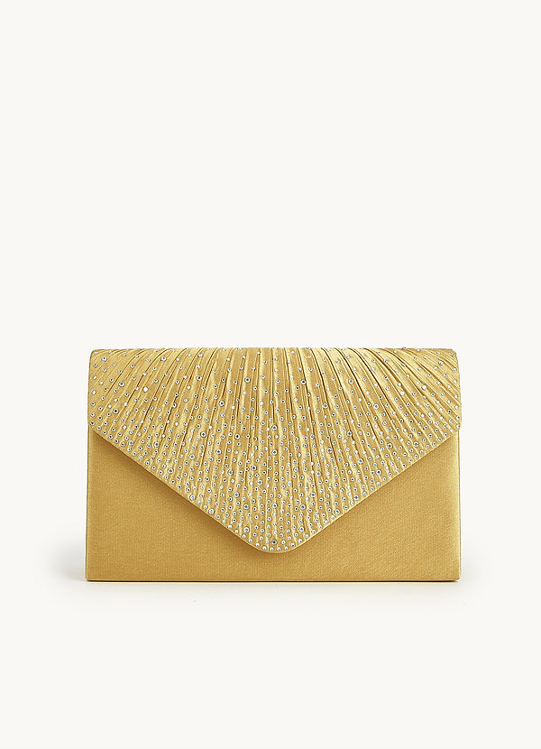 Gold Rhinestone Satin Clutch Bag | Azazie CA